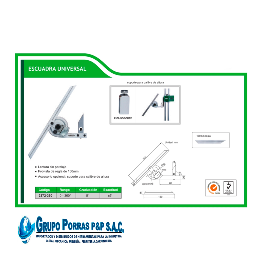 Escuadra Universal L INSIZE - Grupo Porras PyP